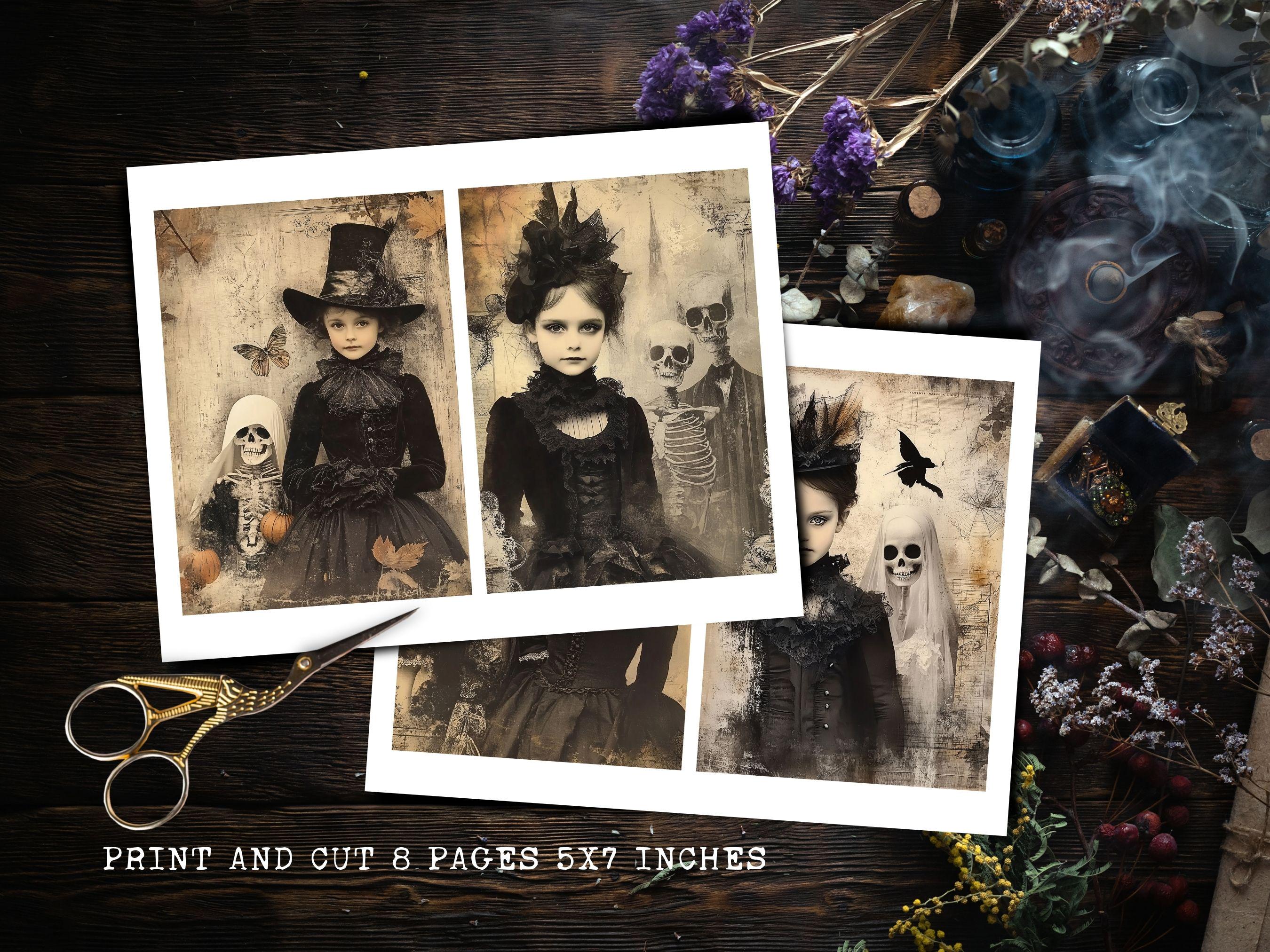 Halloween ATC Card Printable: Gothic Children Collage (PDF) - Etsy