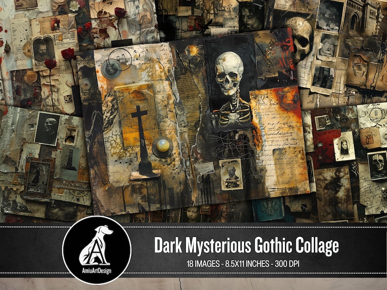 Gothic Collage Printable: Dark Victorian Scrapbook Paper (digital ...