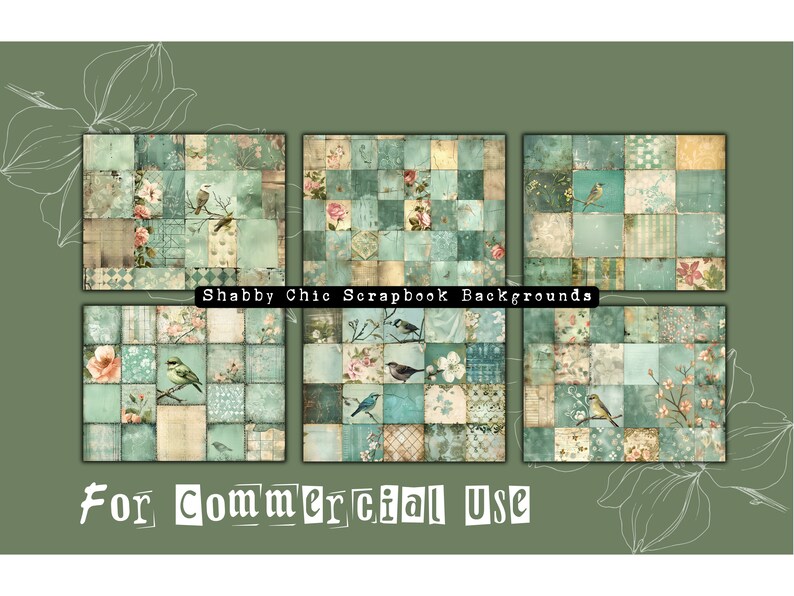 Vintage Distressed Patchwork Printable Digital Paper, Mixed Media ...