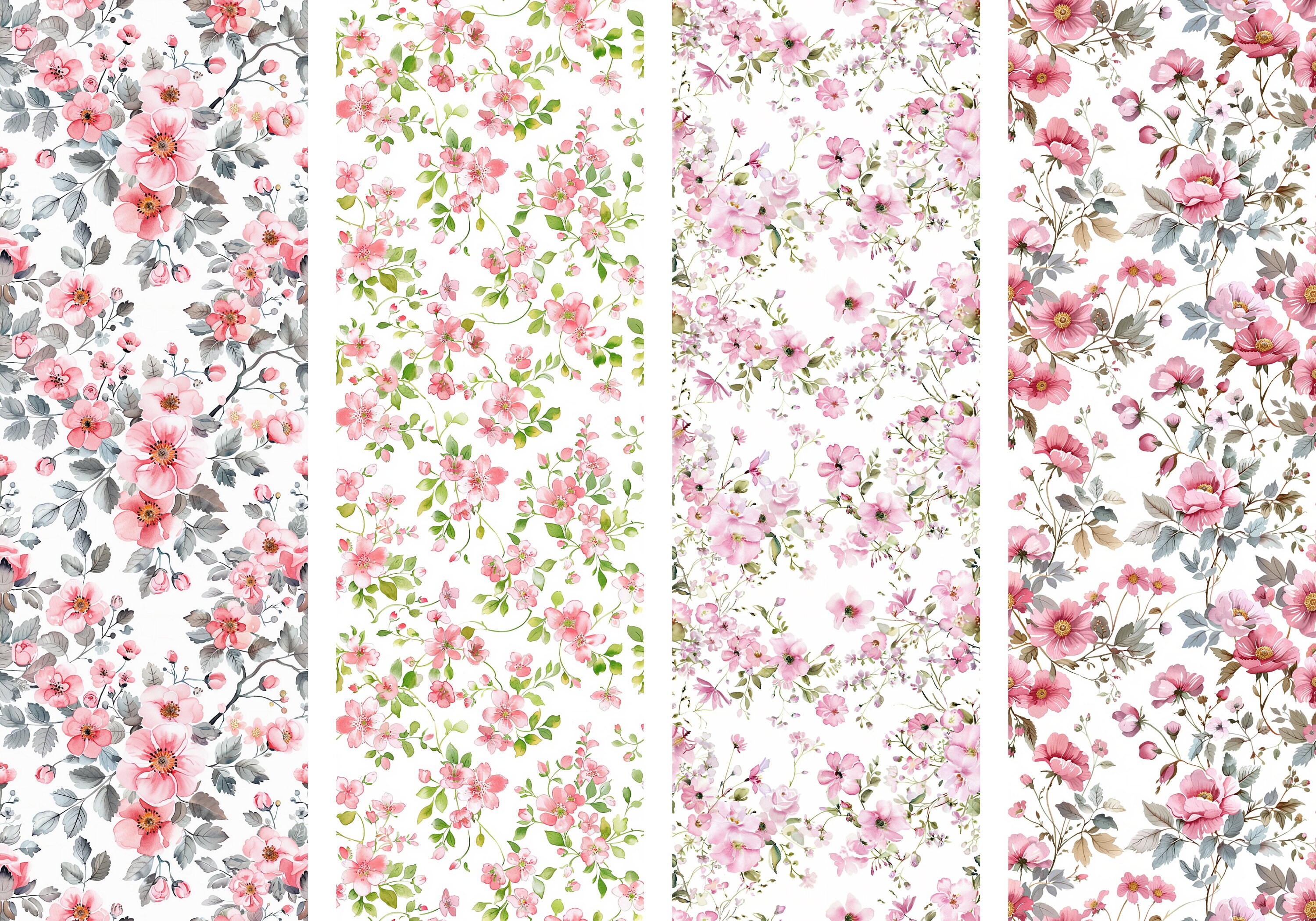 20 Watercolor Spring Floral Printable Papers, Seamless Pattern, Instant ...