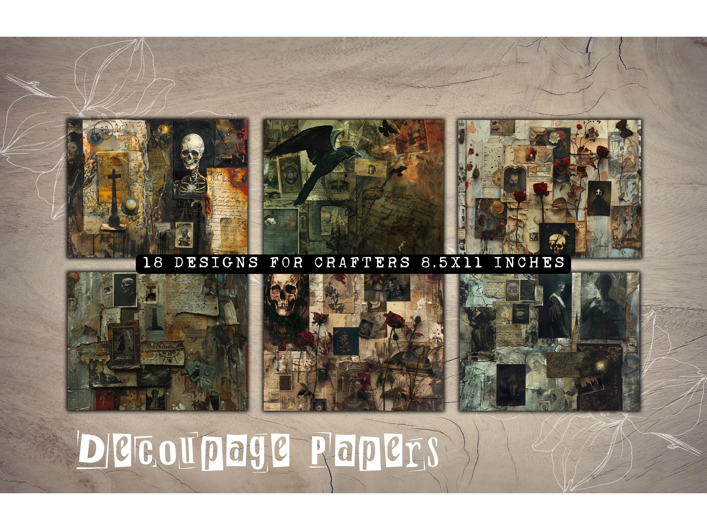 Dark Mysterious Gothic Collage Printable Junk Journal Pages, Mixed ...
