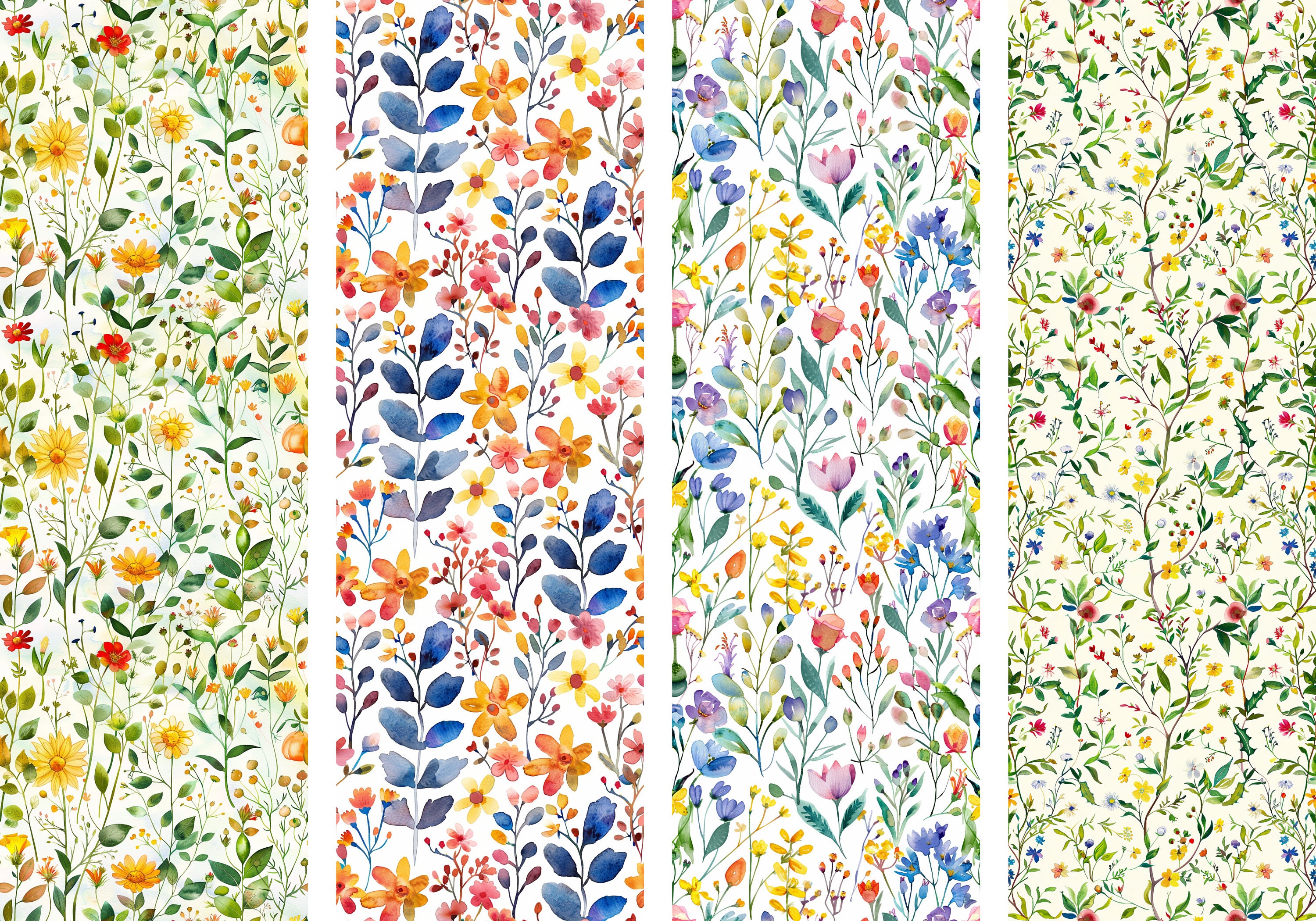 20 Watercolor Spring Floral Printable Papers, Seamless Pattern, Instant ...