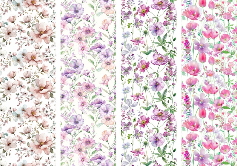 20 Watercolor Spring Floral Printable Papers, Seamless Pattern, Instant ...