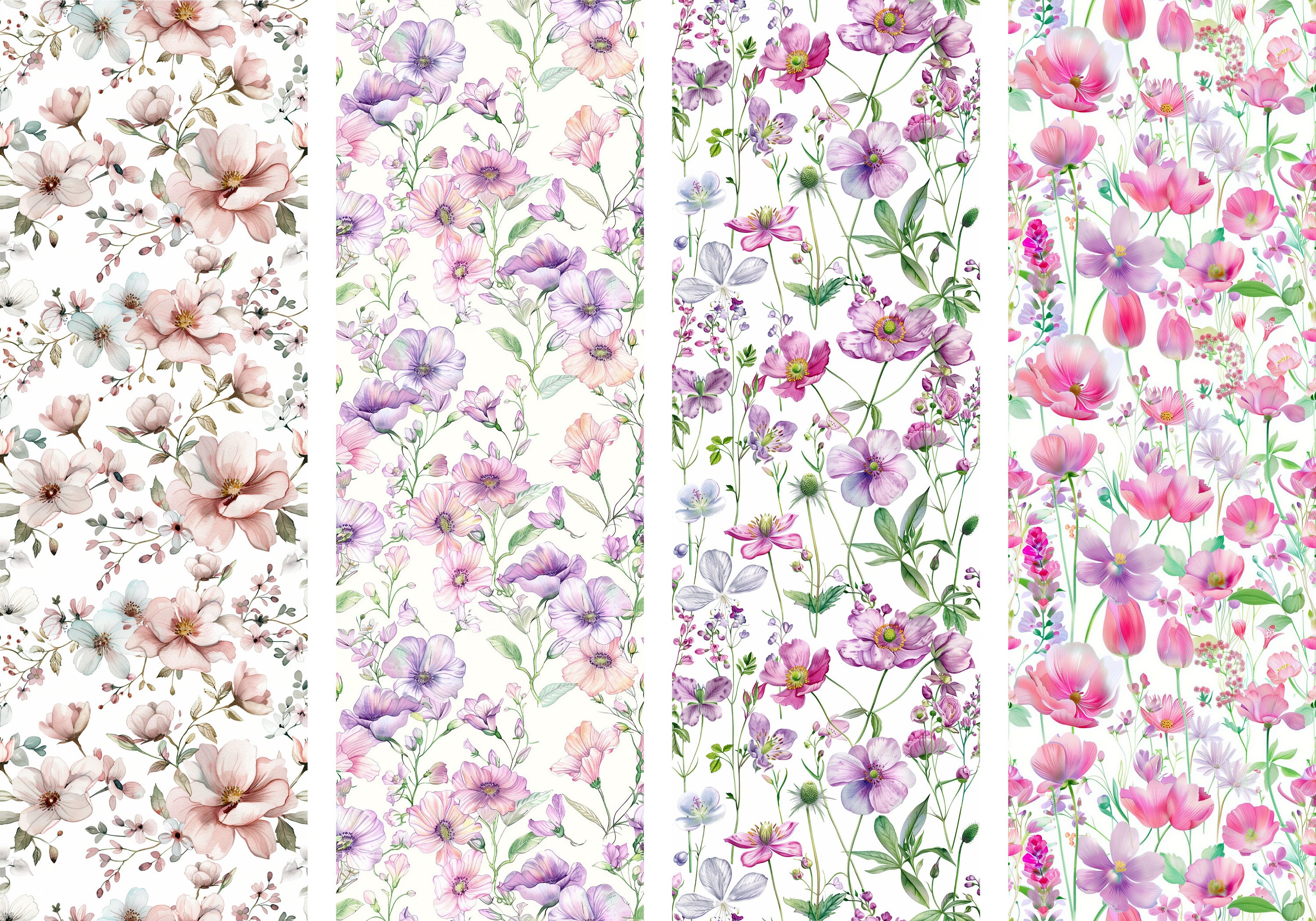 20 Watercolor Spring Floral Printable Papers, Seamless Pattern, Instant ...