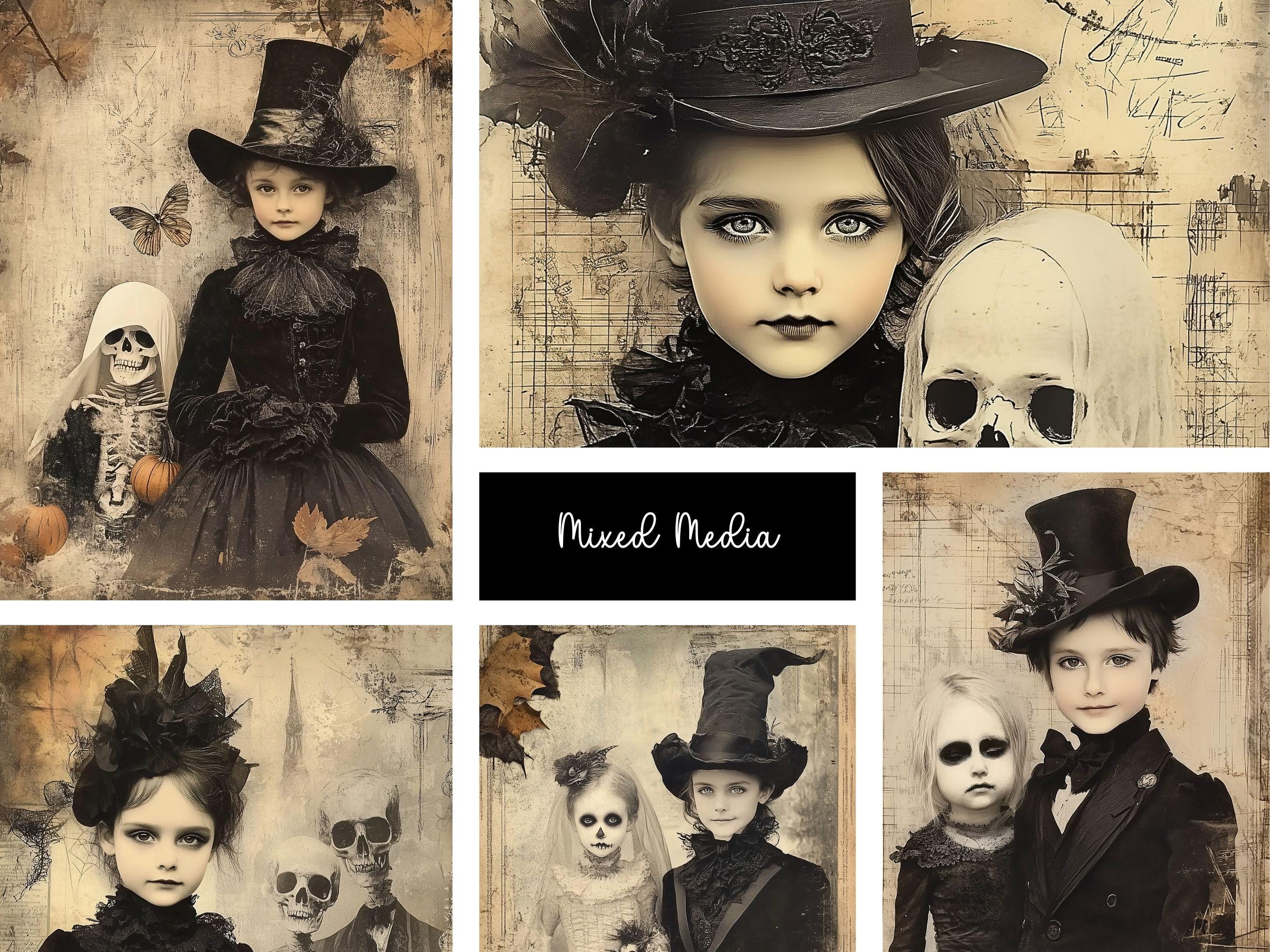 Halloween ATC Card Printable: Gothic Children Collage (PDF) - Etsy