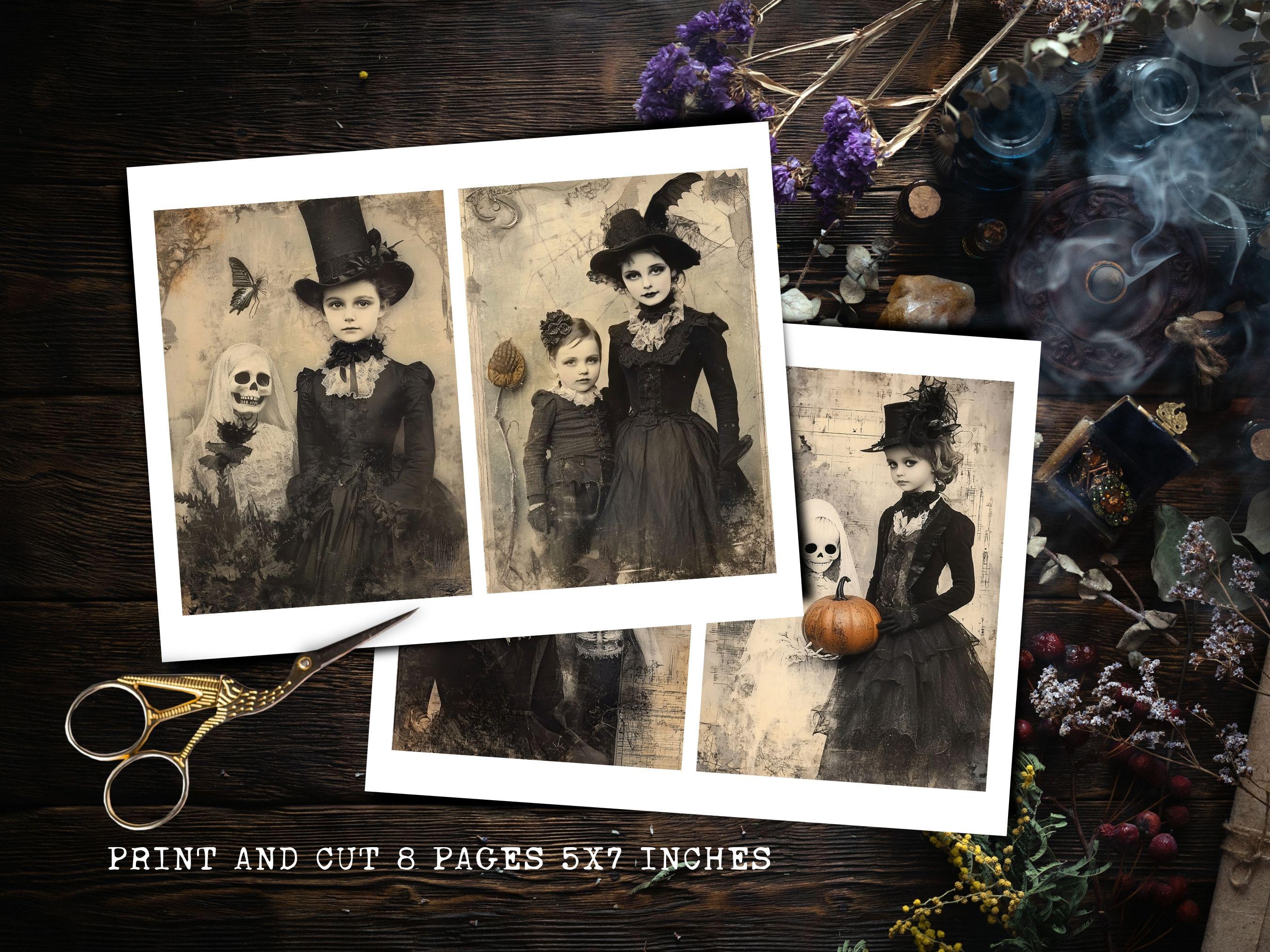 Halloween ATC Card Printable: Gothic Children Collage (PDF) - Etsy