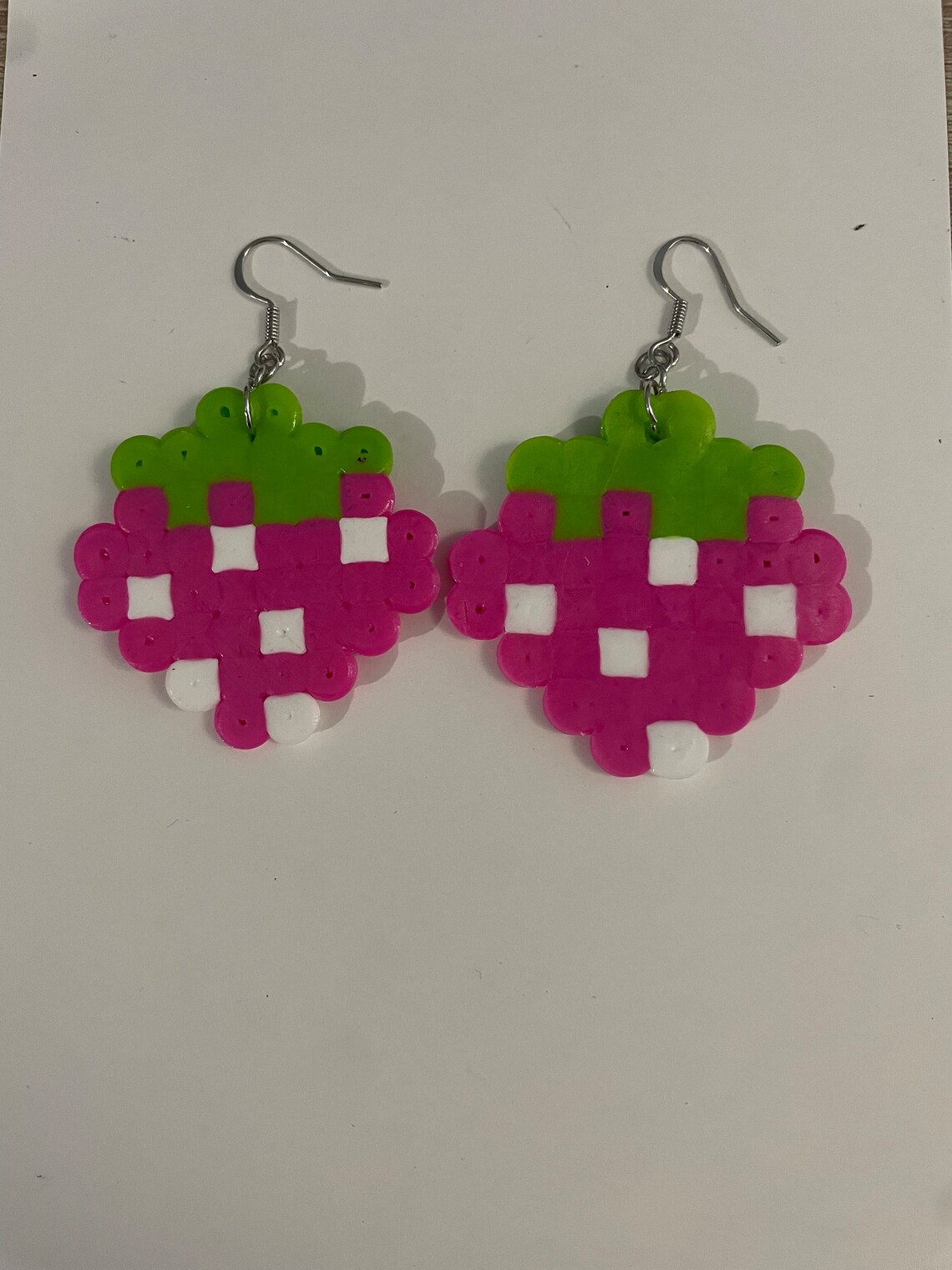 Strawberry Perler Bead 18k Plated Earrings - Etsy