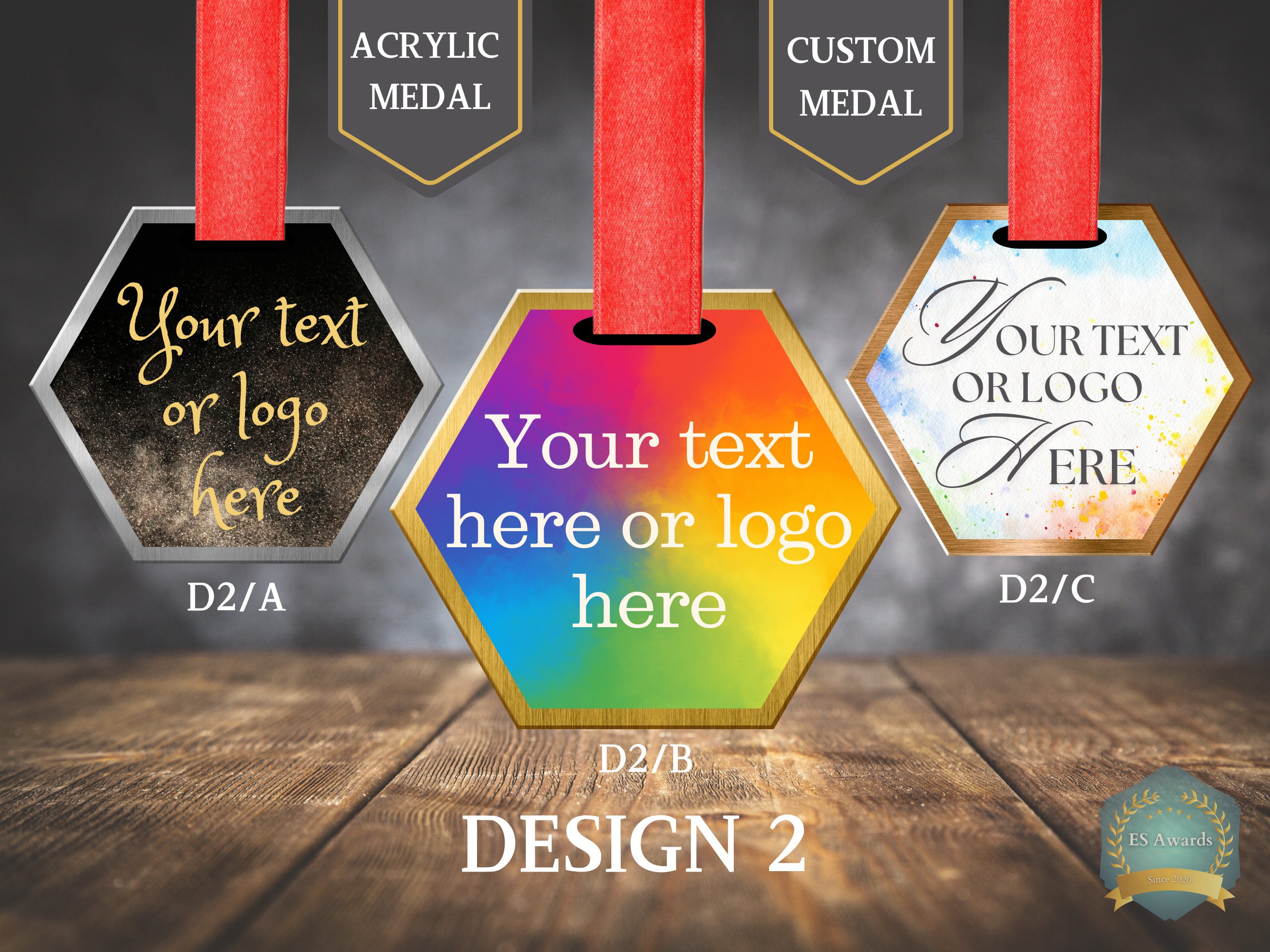 0001 50pcs CUSTOM Medal With Text of Logo, Colored Medal, Acrylic Medal ...