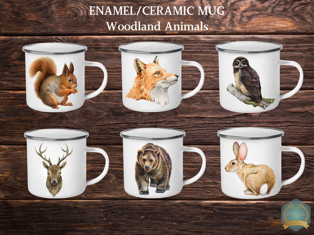 005 Enamel/ceramic Mug Woodland Animals - Etsy