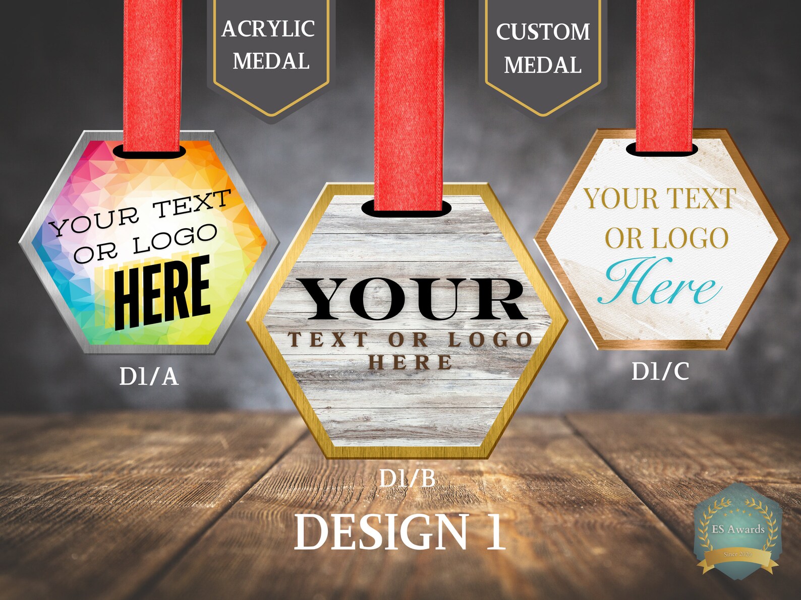 0001 50pcs CUSTOM Medal With Text of Logo, Colored Medal, Acrylic Medal ...