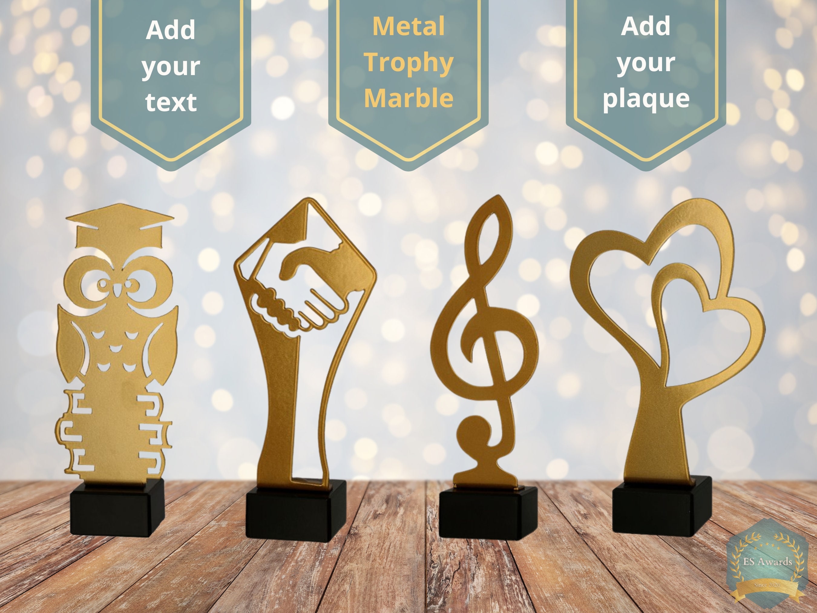 012 Metal Trophy With Marble Base, Graduation Trophy, Shaking Hands ...