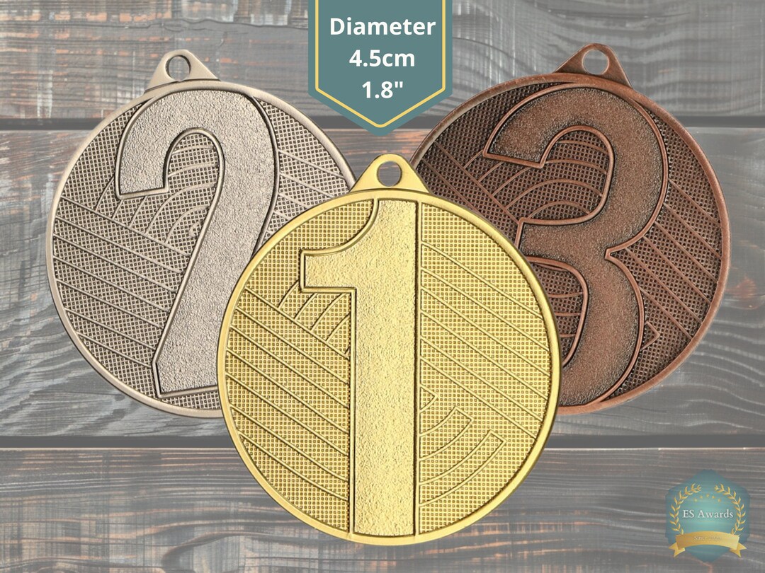 002 Medal With Number, First Place, Second Place, Third Place Medal ...