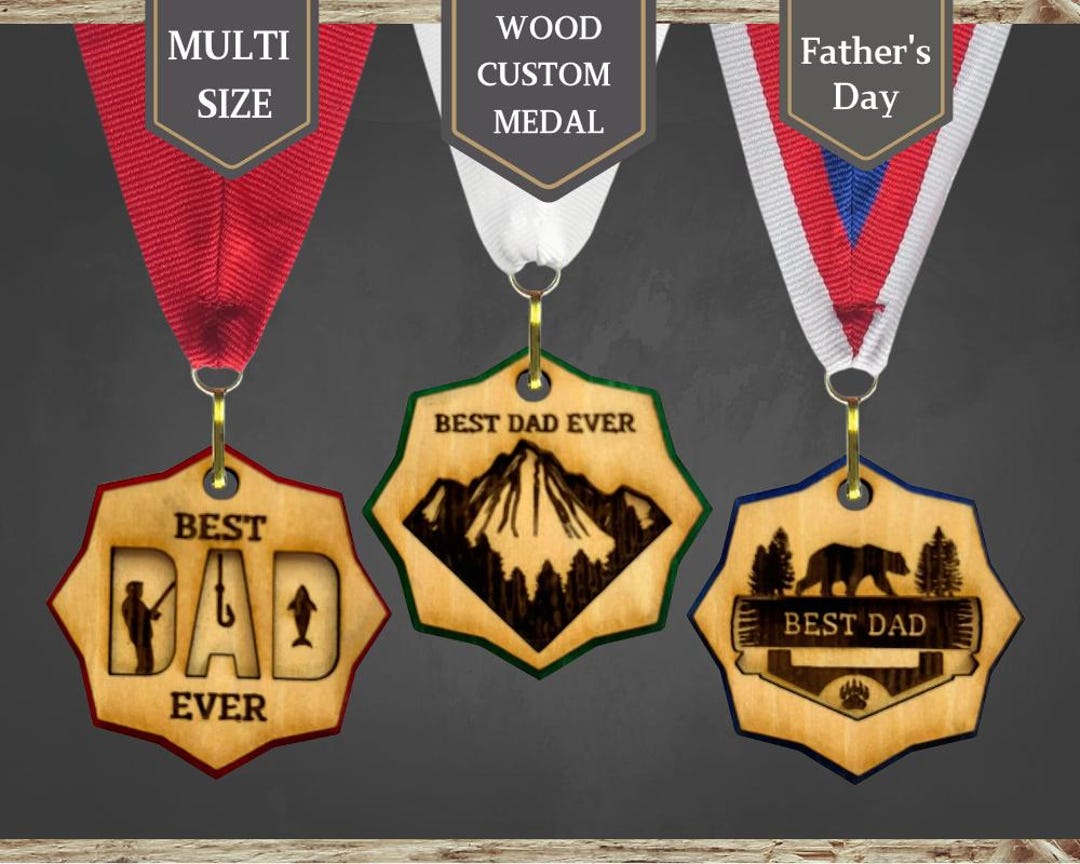 021 Custom Wood Medal With Text or Logo, Personalized Medal, Best Dad ...