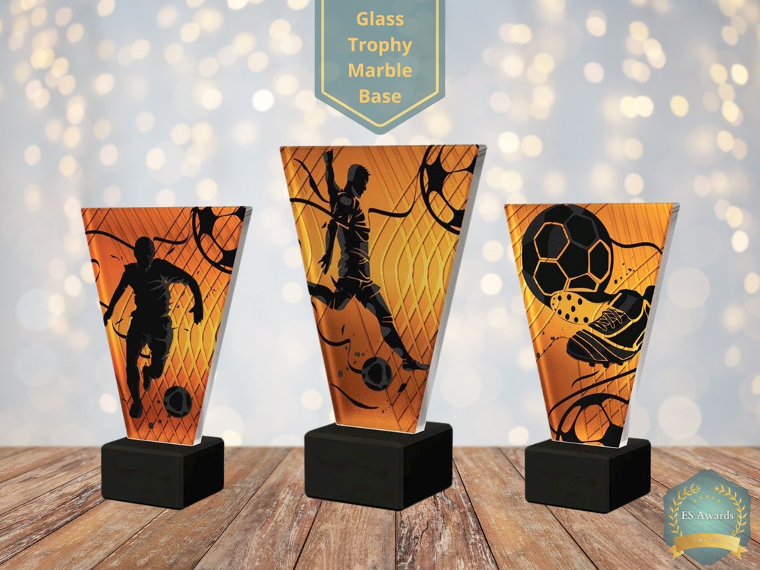 010 Glass Trophy Marble Base Soccer, Football - Trophy Award, Trophy ...