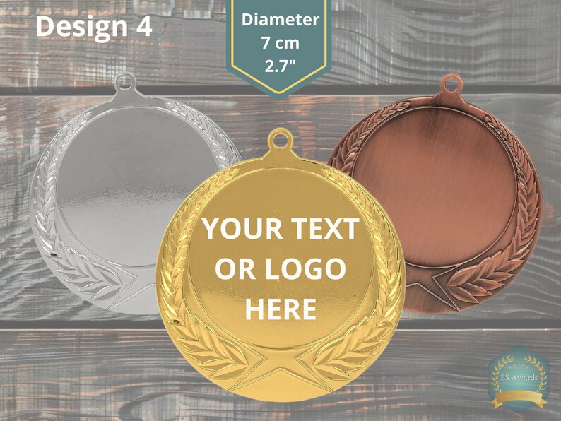 050 Custom Medal With Text or Logo, Personalized Medal, Gold Medal ...