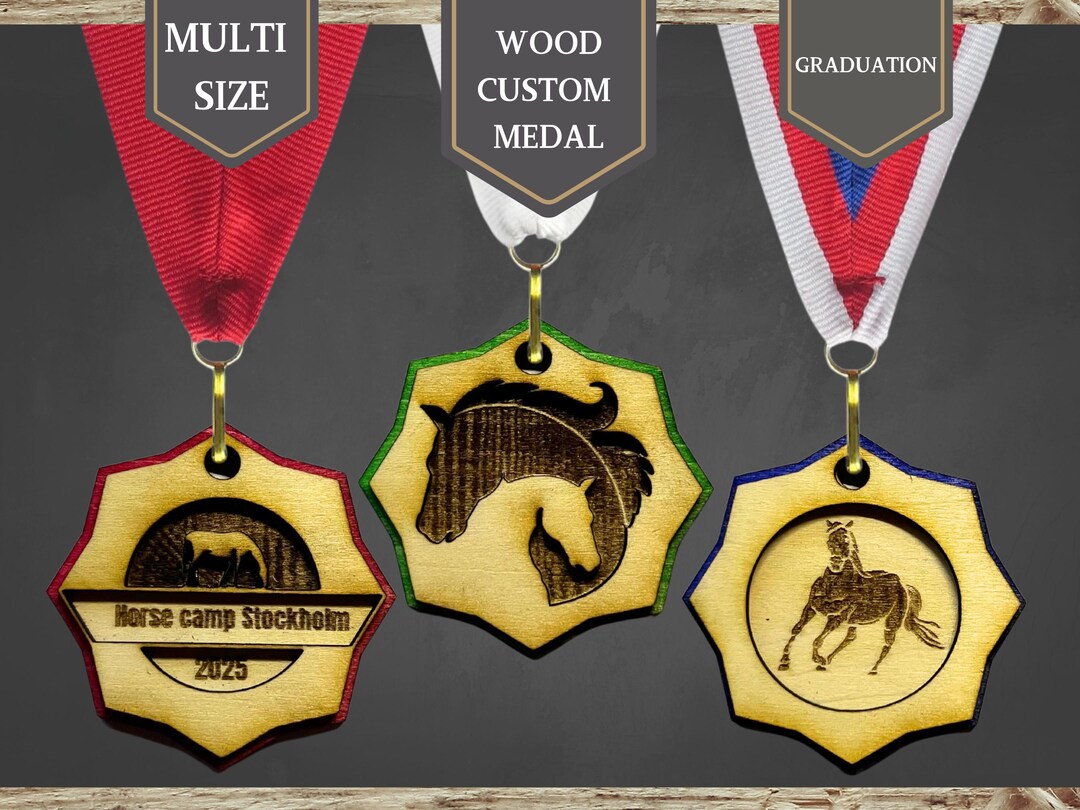 006 Custom Wood Medal With Text or Logo, Personalized Medal, Horse Wood ...