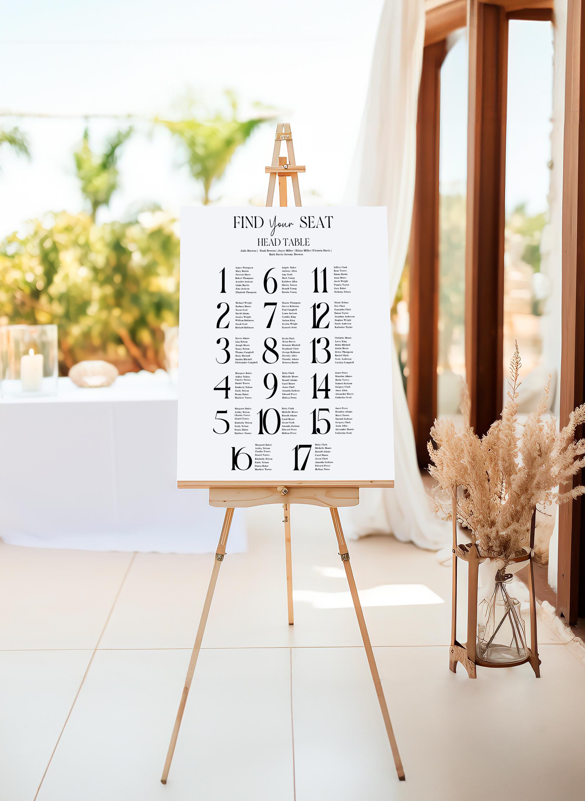 Elegant and Minimal Wedding Seating Charts Template, Wedding Seating ...