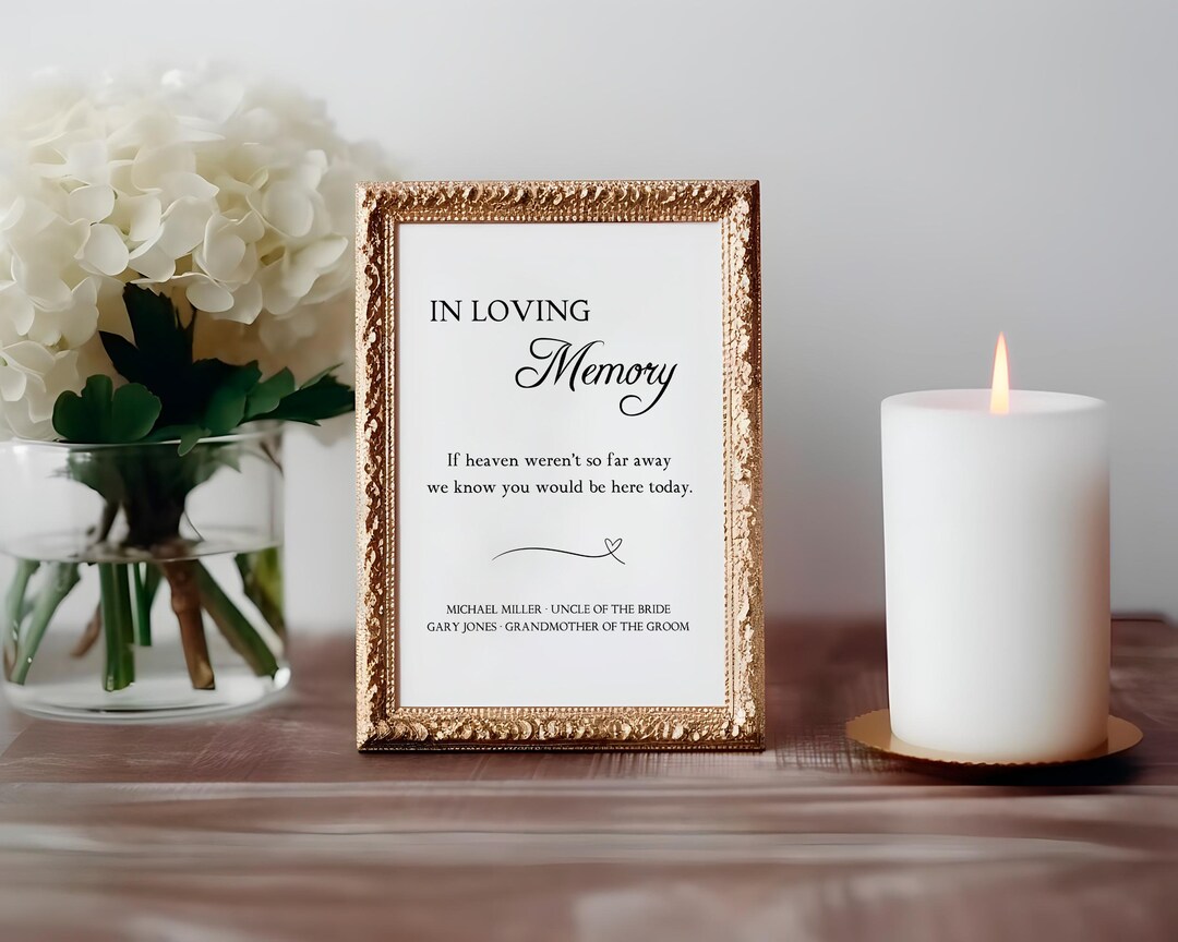 In Loving Memory Wedding Sign, Wedding Memorial Forever in Our Hearts ...