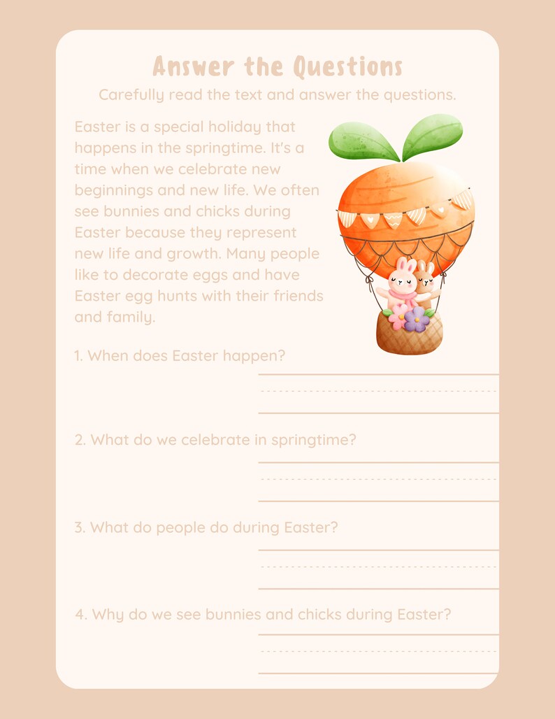 Easter Fun Activity Book: Engaging Worksheets for Reading, Writing, and ...