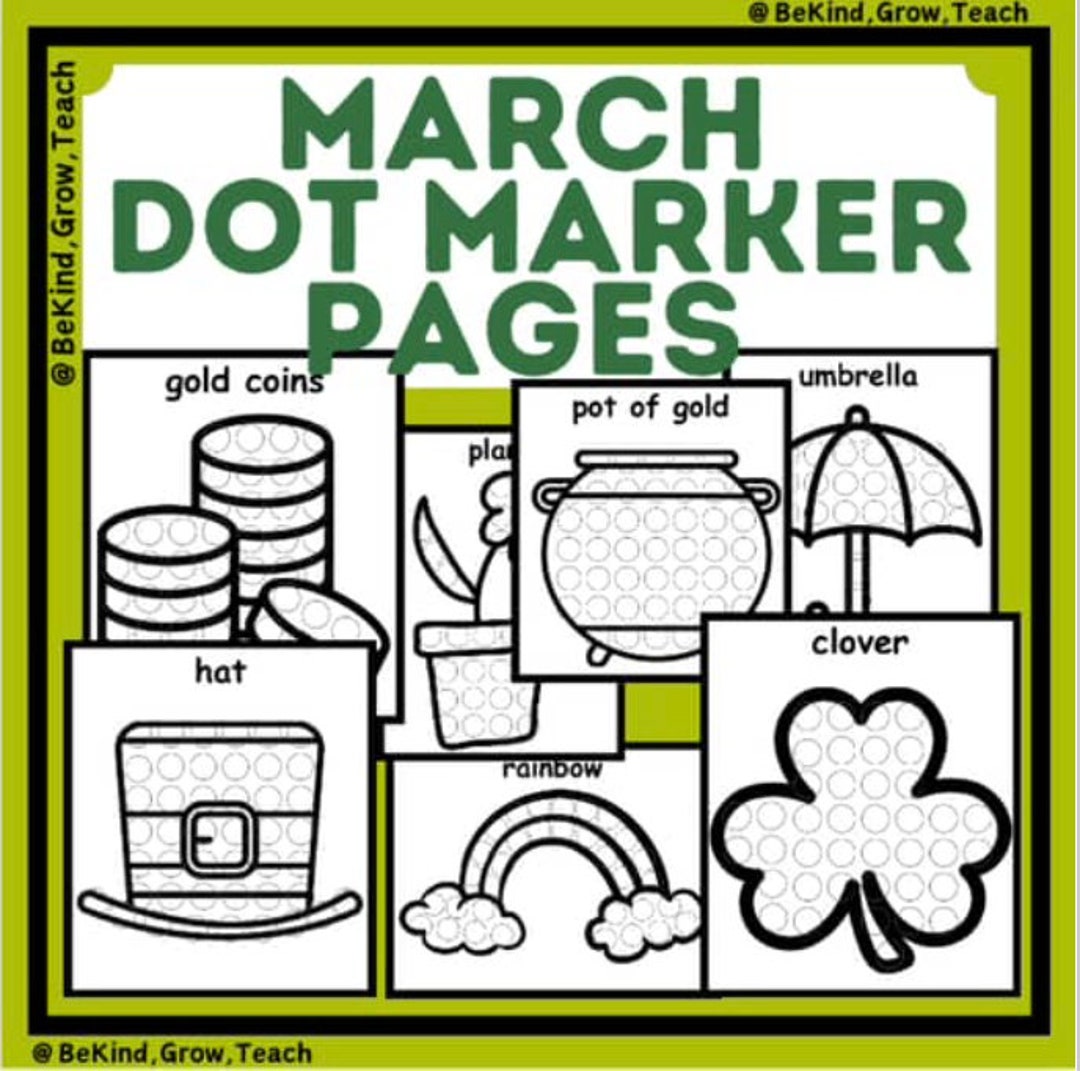 March Dot Marker Pages, St. Patrick's Dot Marker Art, Spring Art Crafts ...