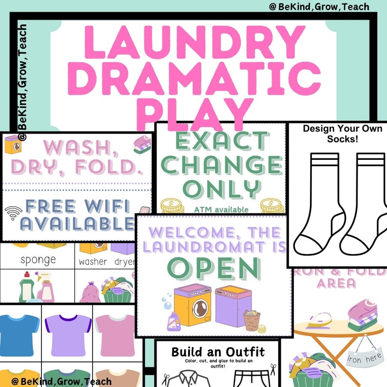 Laundry Dramatic Play, Laundromat Center, Pre-k/kinder Developmental ...