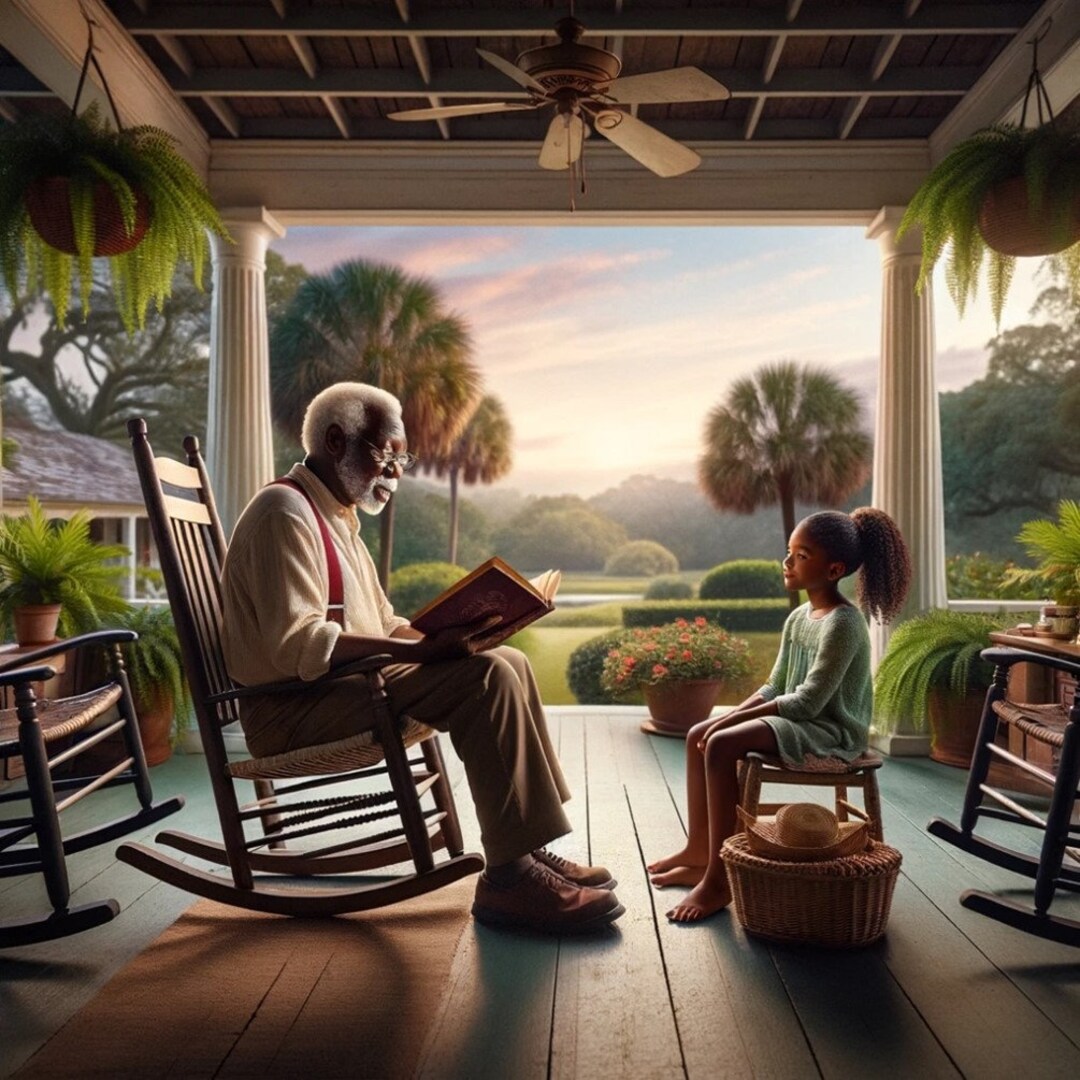 Elder Reading to Young Girl - Etsy