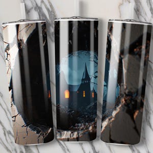 Spooky Halloween Haunted House Tumbler, Halloween Tumbler With Haunted ...