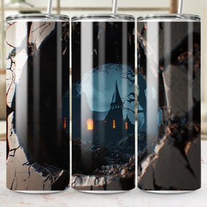 Spooky Halloween Haunted House Tumbler, Halloween Tumbler With Haunted ...