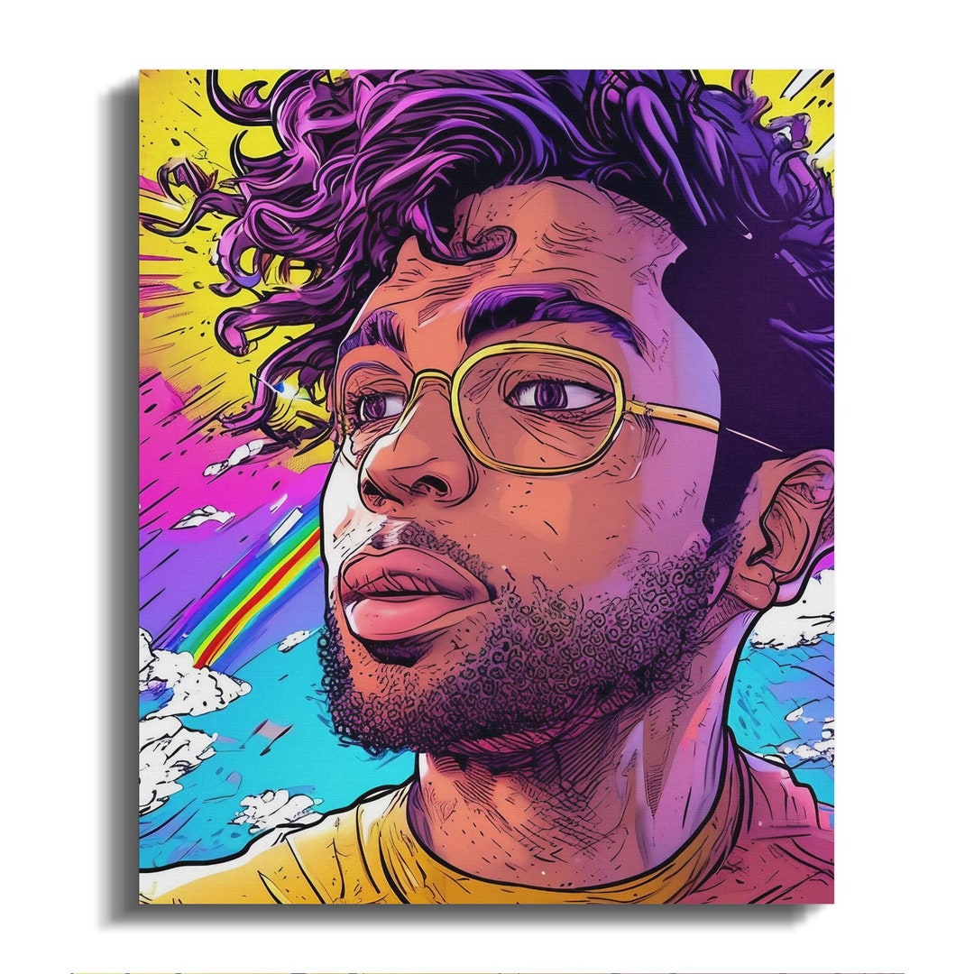 Colorful Pop Art Portrait, Vibrant Wall Art, Rainbow Background, Modern ...