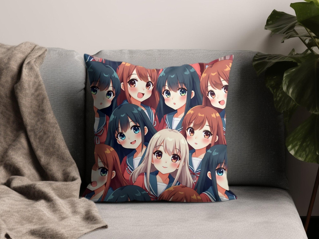 Cute Anime Girls Pillow Cover, Kawaii Character Pillow Case, Japanese ...