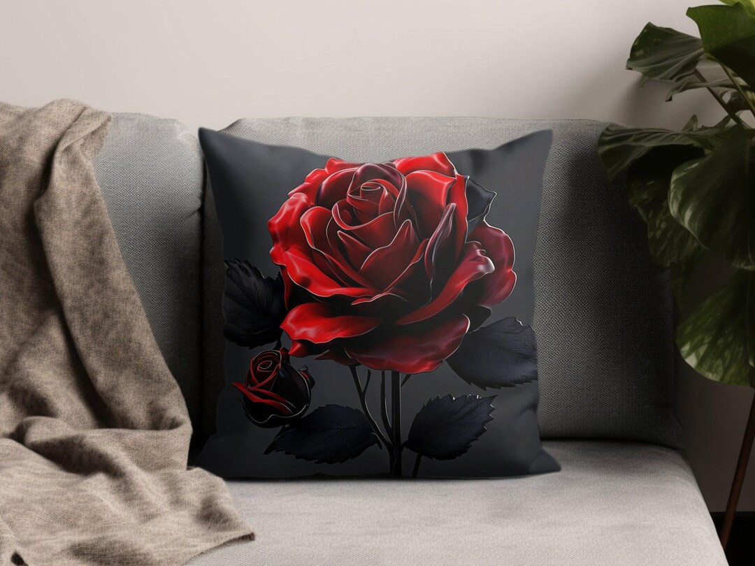 Red Rose Pillow, Elegant Home Decor Pillow, Floral Throw Pillow, Modern ...