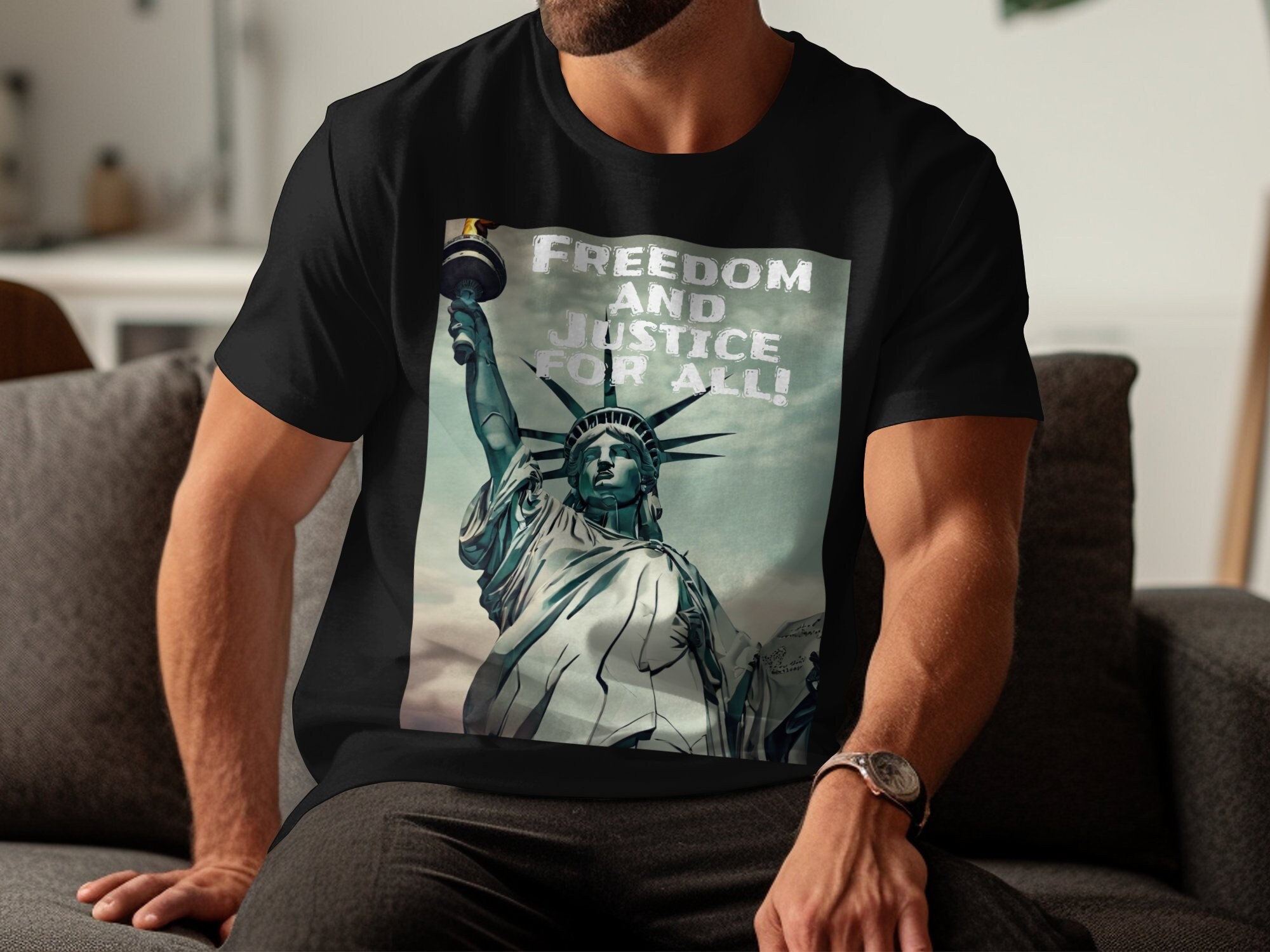 Statue of Liberty Freedom and Justice for All T-shirt, Patriotic ...