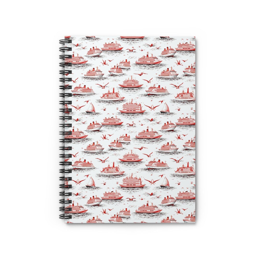 Vintage Cruise Nautical Themed Spiral Notebook, Maritime Pattern ...