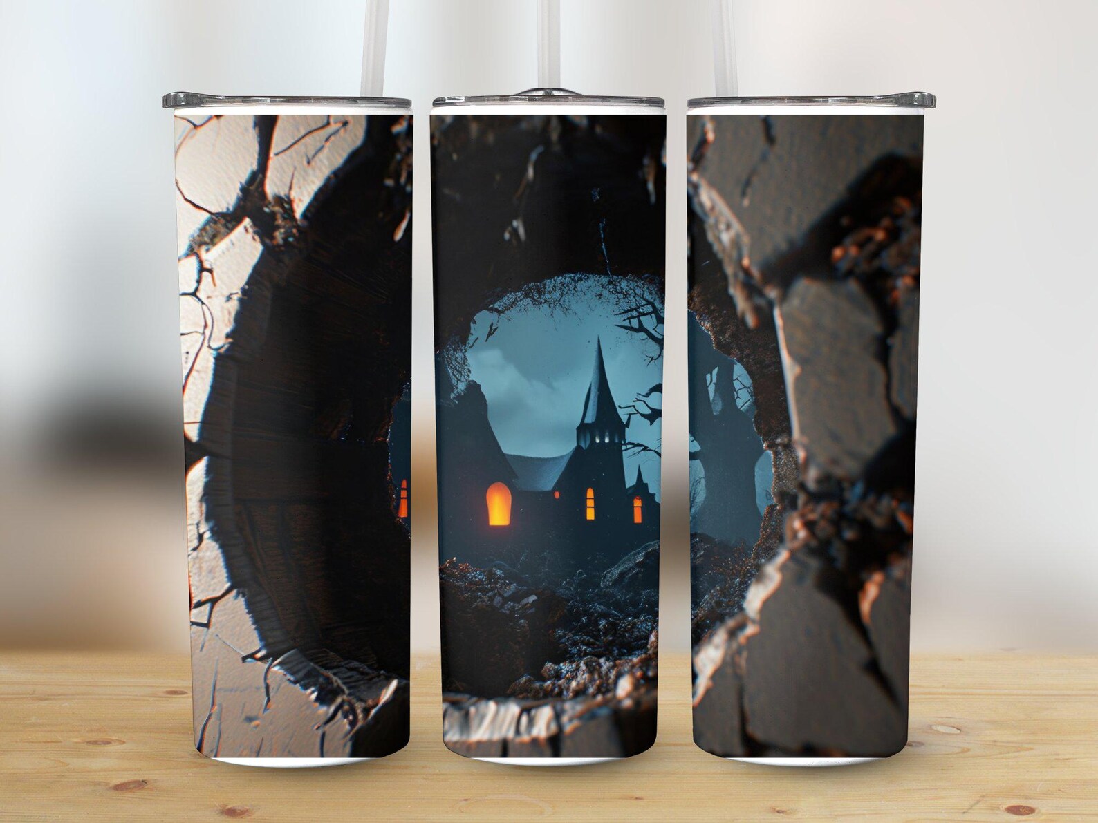 Spooky Halloween Haunted House Tumbler, Halloween Tumbler With Haunted ...