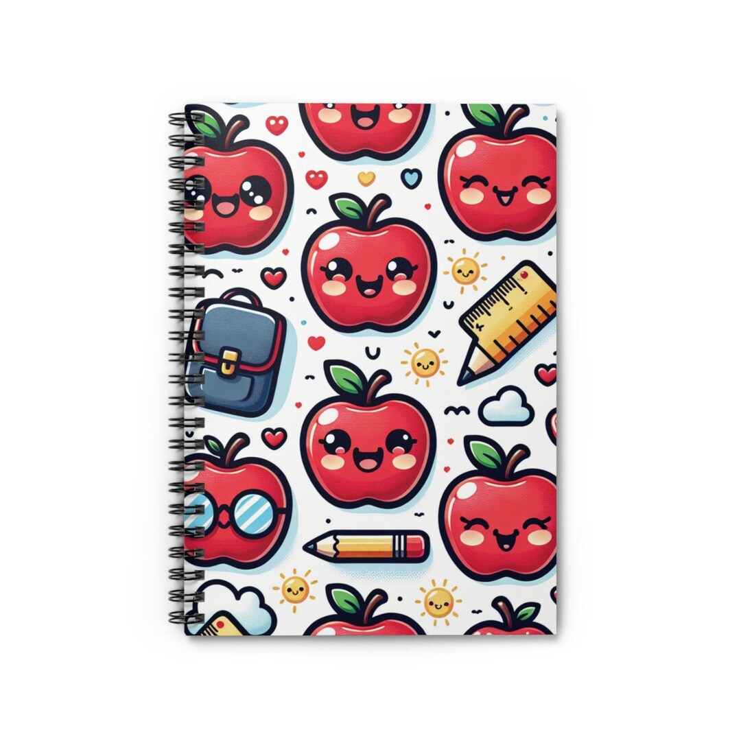 Cute Kawaii Apple Spiral Notebook, 6'x8' Ruled Pages, School Supplies ...