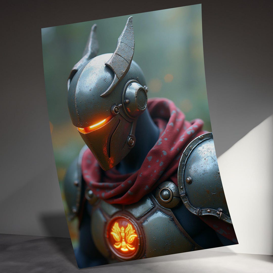 Epic Knight Warrior Poster, Medieval Fantasy Art Print, Unique Wall ...