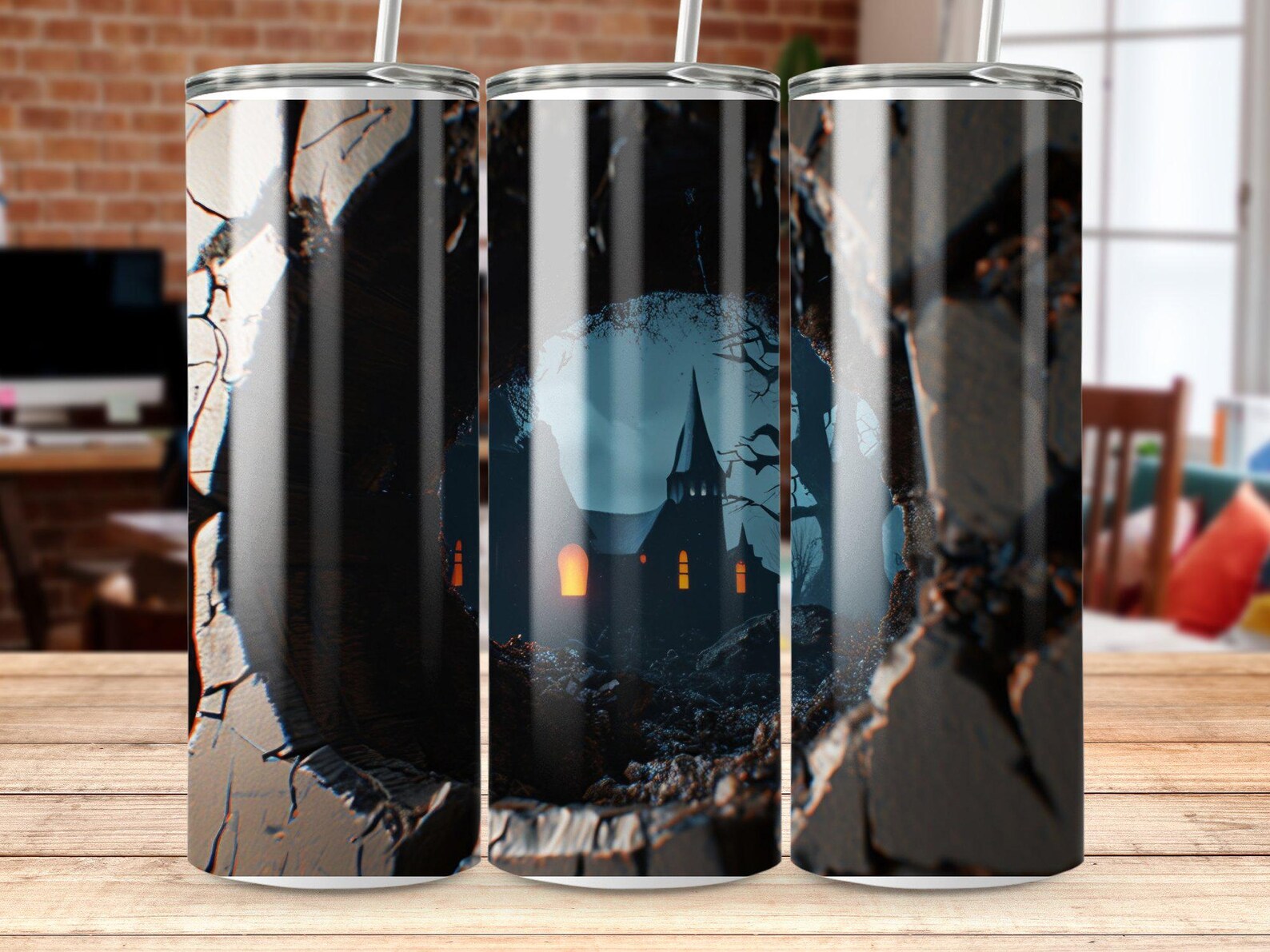 Spooky Halloween Haunted House Tumbler, Halloween Tumbler With Haunted ...