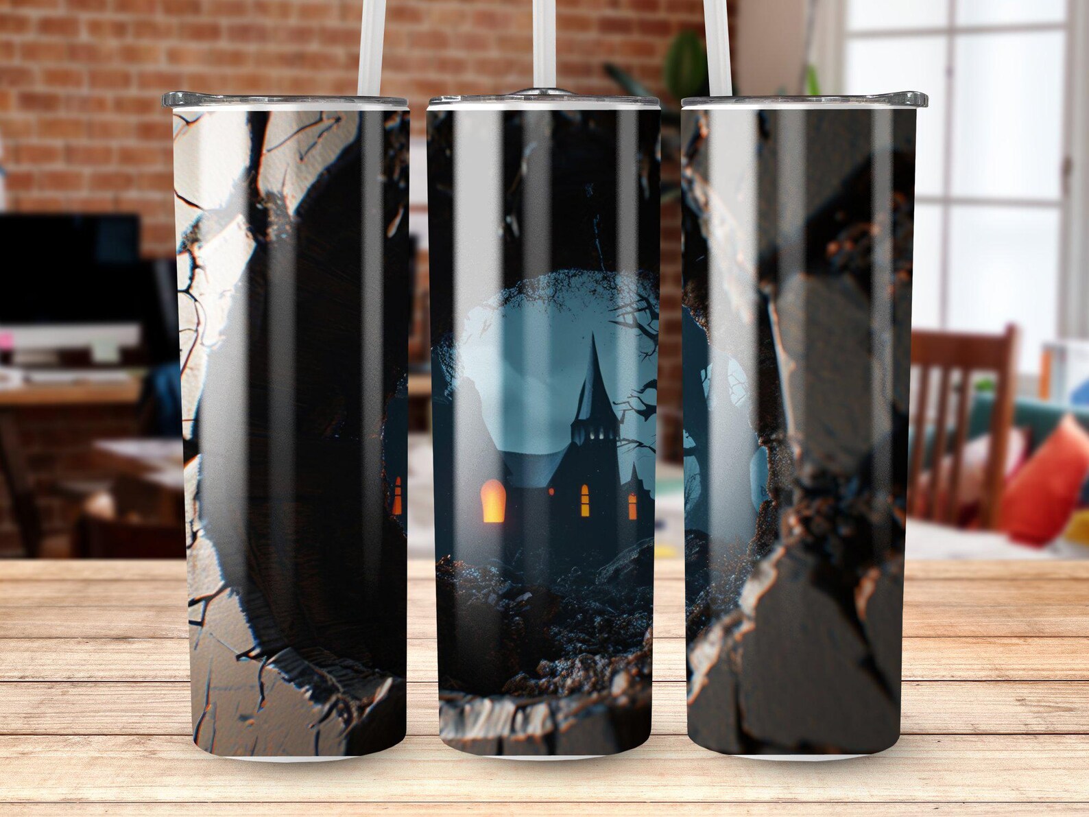 Spooky Halloween Haunted House Tumbler, Halloween Tumbler With Haunted ...