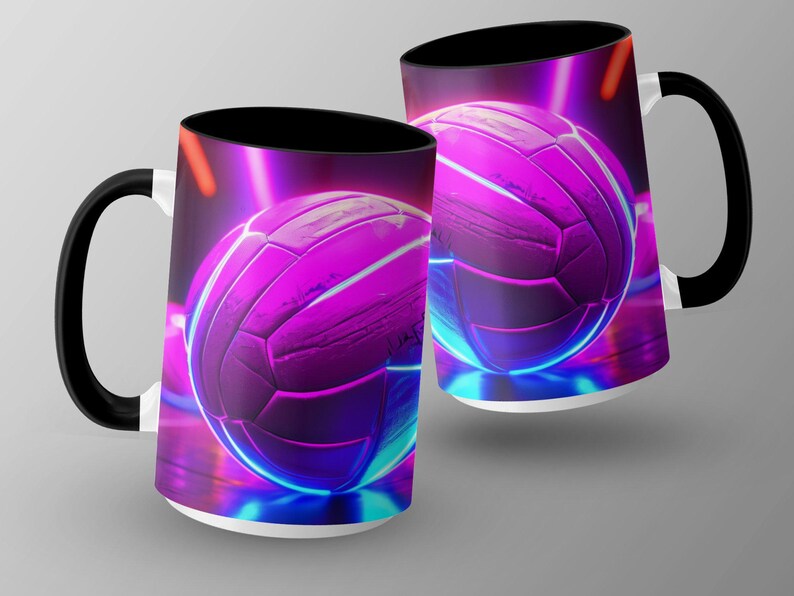 Neon Futuristic Soccer Ball Mug, Glowing Sports Fan Gift, Unique Coffee ...