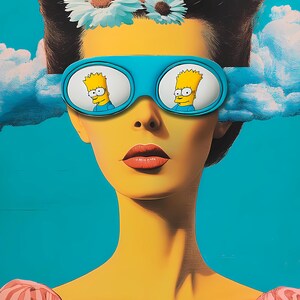 Fan Art Inspired Simpsons Digital Print | Bart Glasses Floral Collage ...