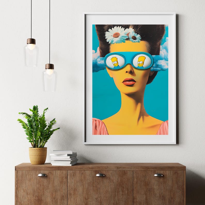 Fan Art Inspired Simpsons Digital Print | Bart Glasses Floral Collage ...