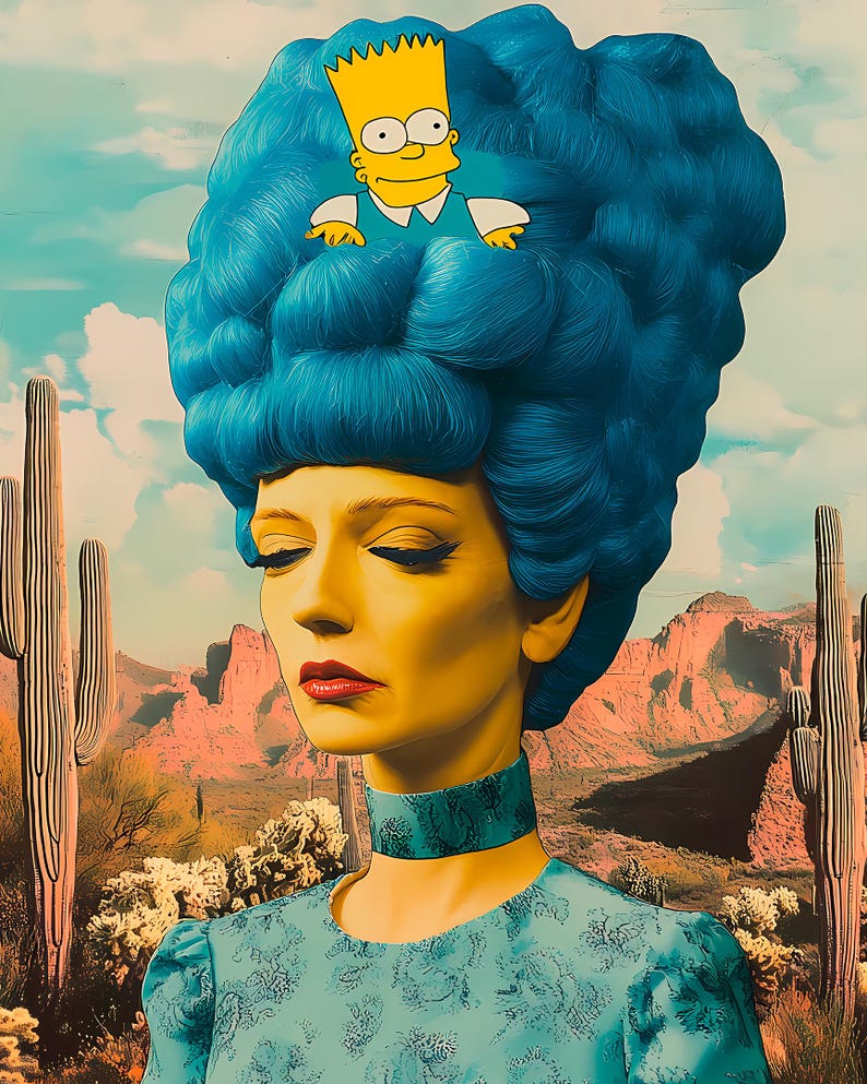 Pop Culture Surreal Art | Bart Marge Simpson | Desert Landscape ...