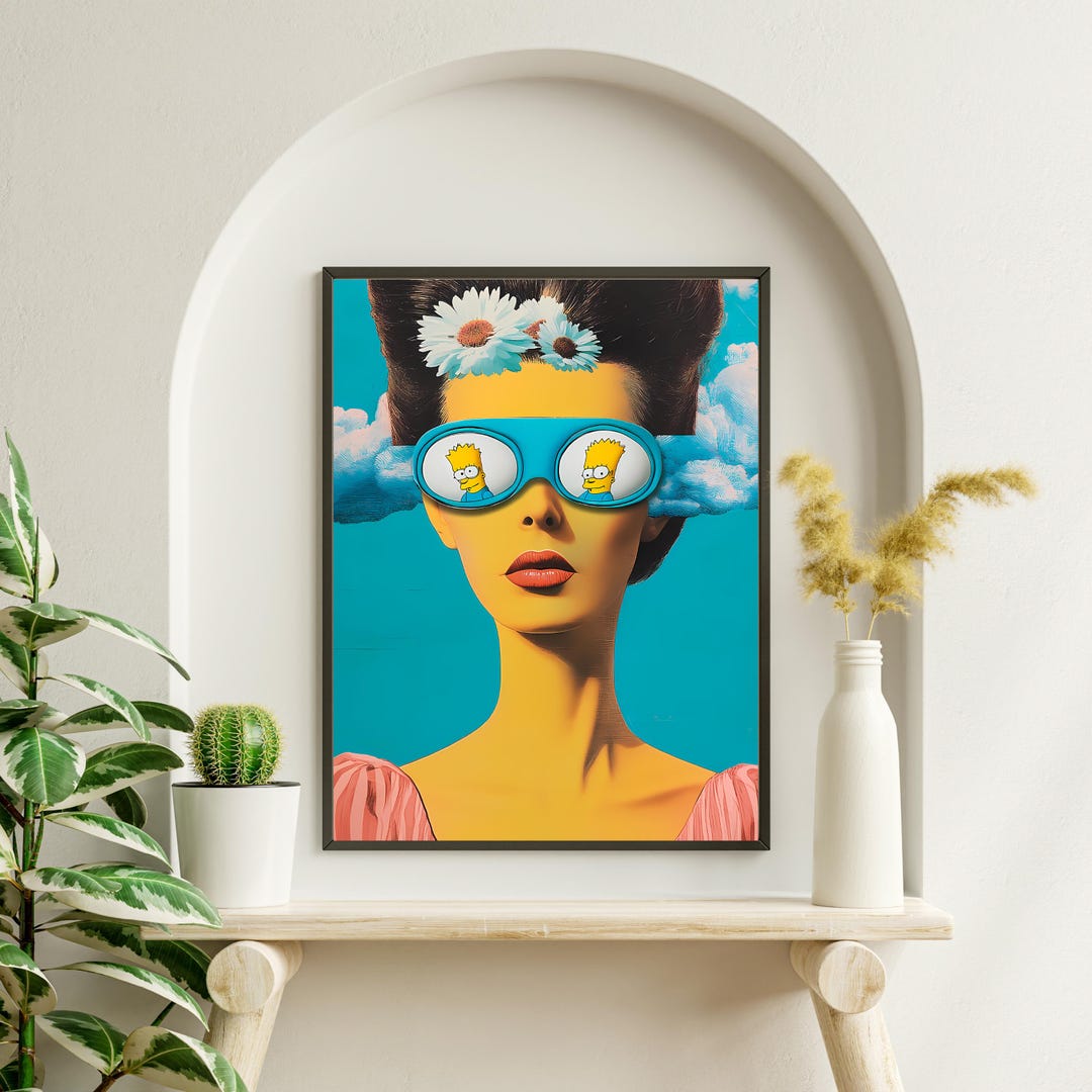 Fan Art Inspired Simpsons Digital Print | Bart Glasses Floral Collage ...