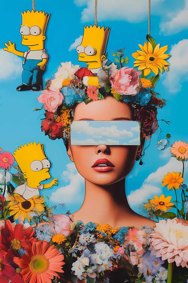 Fan Art Dream Bart Simpson Swing Print | Surreal Floral Portrait ...