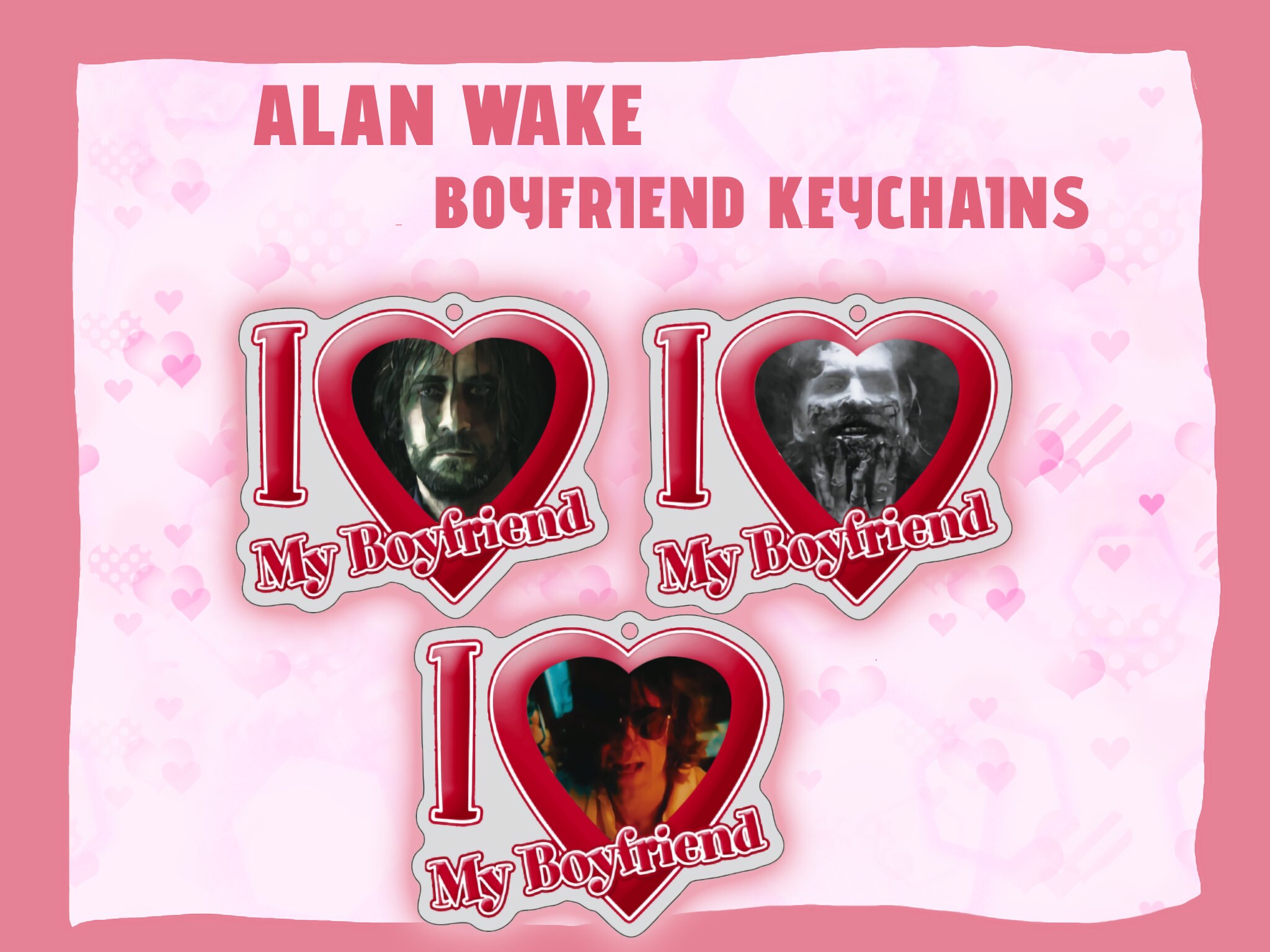 Alan Wake Characters, i heart My Boyfriend Keychains - Etsy