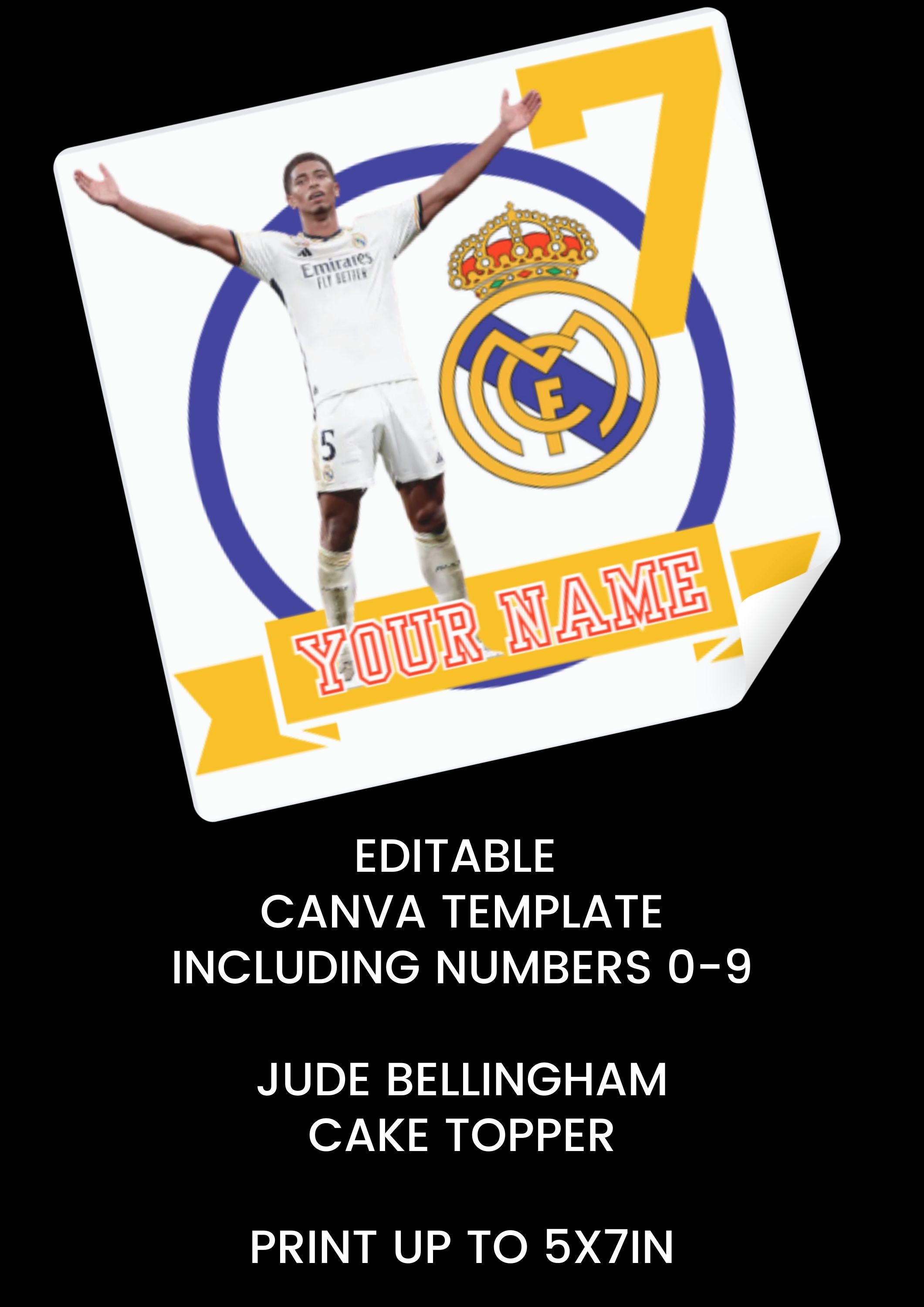 Jude Bellingham Cake Topper Digital Cake Topper Template Soccer Kids ...