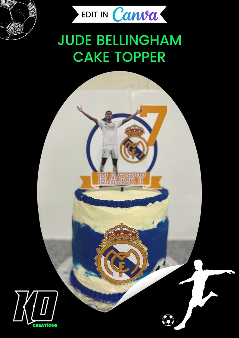 Jude Bellingham Cake Topper Digital Cake Topper Template Soccer Kids ...