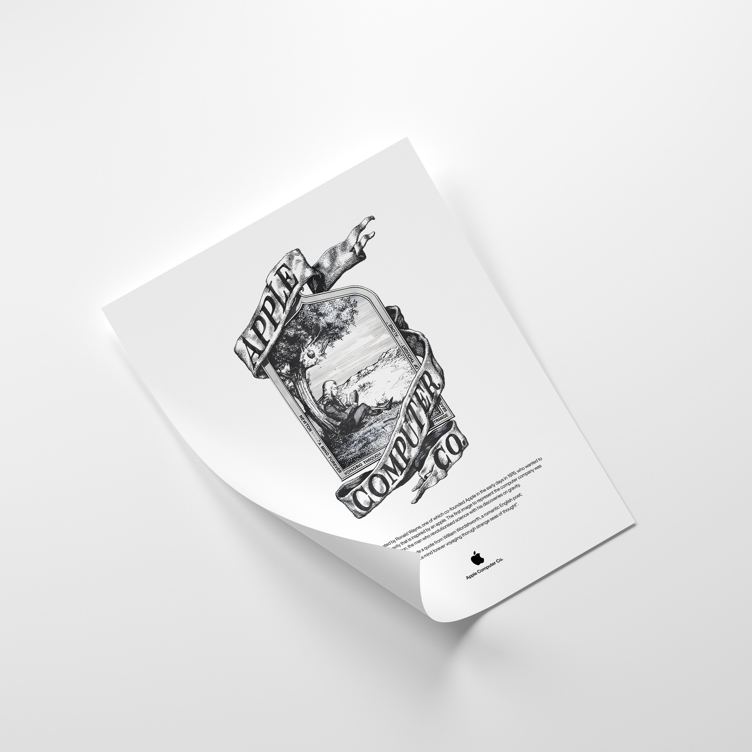 Apple 1976 Logo Poster | Apple Computer Poster | Typography Apple Logo ...