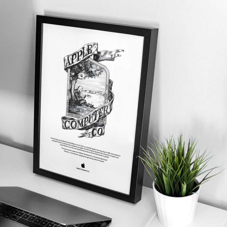 Apple 1976 Logo Poster | Apple Computer Poster | Typography Apple Logo ...