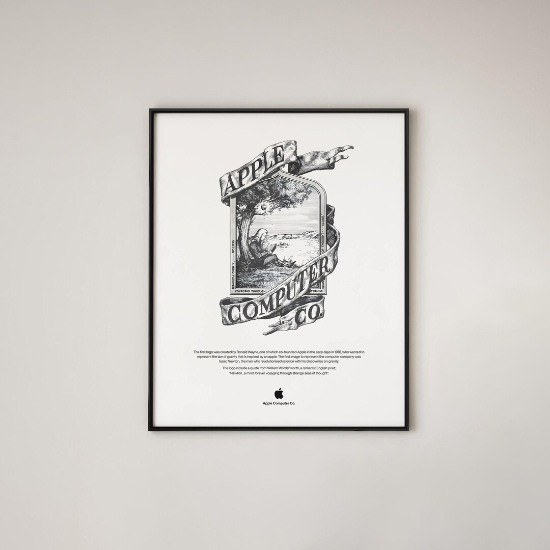 Apple 1976 Logo Poster | Apple Computer Poster | Typography Apple Logo ...